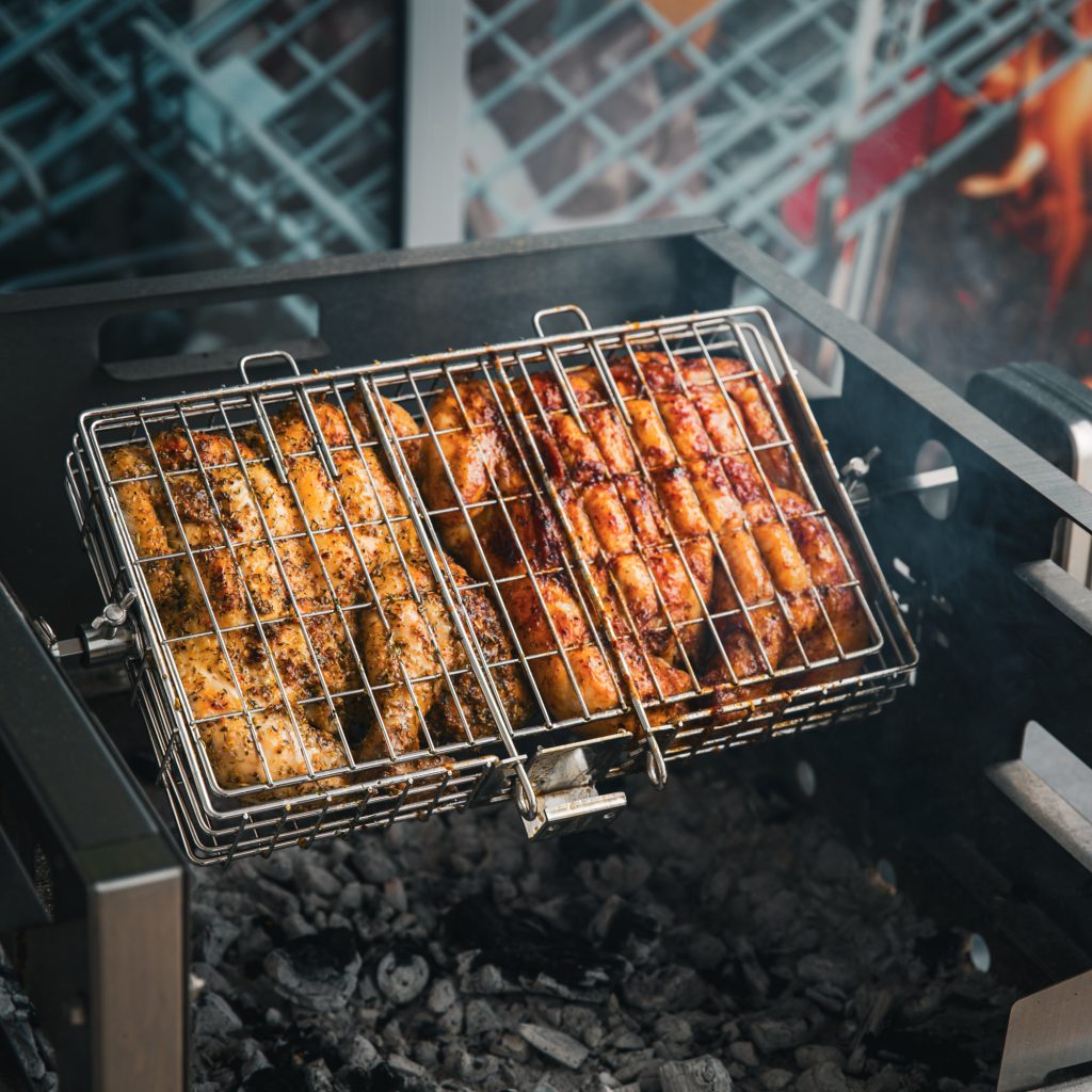 Spin Basket – Rotisserie BBQ Basket for Braai Cooking | OZ Braai